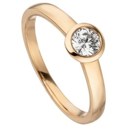 Jobo Damen Diamantring "Ring Ros&eacute;goldring Solit&auml;r", 58, SI = kleine Einschl&uuml;sse, Diamanten Ros&eacute;gold 585, gold, Diamanten, Ros&eacute;gold 585, Fingerringe,