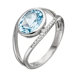 Jobo Damen Diamantring "Ring Wei&szlig;goldring", 50, SI = kleine Einschl&uuml;sse, Diamanten Wei&szlig;gold 585wei&szlig;gold 585, Diamanten, Wei&szlig;gold 585, Fingerringe,