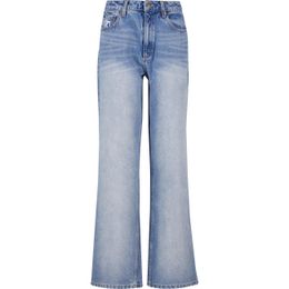 Karl Kani Damen Bequeme Jeans "Karl Kani Karl Kani OG Five Pocket Straight Leg Denim vintage"midblau, Gr. 25, unifarben, 100% Baumwolle, Jeans