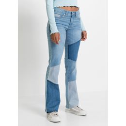 bonprix Damen Schlagjeans "Flared-Jeans Mid Waist", blau, Gr. 40, Obermaterial: 82% Baumwolle, 17% Polyester, 1% Elasthan, Jeans, Flared-Jeans Mid