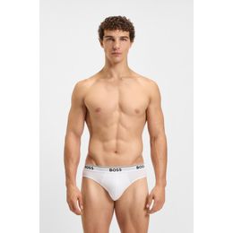 BOSS Herren Slip "Brief 3P Power", Gr. S, wei&szlig;, Jersey, Obermaterial: 95% Baumwolle, 5% Elasthan, Unterhosen, Elastikbund mit Logo