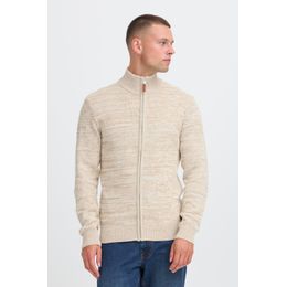 Strickjacke Blend "BHDano", Herren, Gr. L, bone wei&szlig;, Grobstrick, 70% Baumwolle (Recycled), 30% Polyester (Recycled), meliert, normal normal, hoch geschlossener Ausschnitt, Strickjacken Strickjacke, Stilvolle Grobstrick-Jacke mit Stehkragen