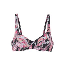 Sunseeker Damen B&uuml;gel-Bikini-Top "Palina", schwarz, Gr. 44, Paisleymuster, Recycling-Polyamid, Bikini-Oberteile, im Paisley Druck