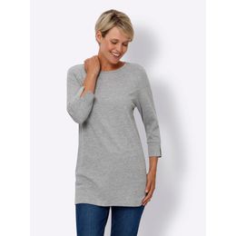 Classic Basics Damen 3/4-Arm-Shirt "Longshirt", grau, Gr. 52, unifarben, 100% Baumwolle, Shirts