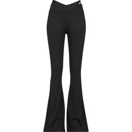 Stoffhose Karl Kani "Karl Kani Retro Cut Out Flared Pants", Damen, Gr. L, US-Gr&ouml;&szlig;en, schwarz, 95% Polyester, 5% Elasthan, unifarben, normal, Hosen Stoffhose