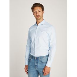 Tommy Hilfiger Herren Businesshemd "CL STRETCH GEO PRINT Slim Fit SHIRT", blau, Gr. 38, Web, Obermaterial: 97% Baumwolle, 3% Elasthan, Hemden, mit