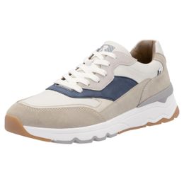 RIEKER SPORT Herren Sneaker, Gr. 42creme, hellbeige, jeansblau, Leder, Lederimitat, Veloursleder, Schuhe, Schnürschuh, Halbschuh, Freizeitschuh mit