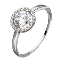 Jobo Damen Fingerring "Ring Wei&szlig;goldring", 58, Wei&szlig;gold 333wei&szlig;gold 333, Wei&szlig;gold 333, Fingerringe, 333 Wei&szlig;gold mit 21 Zirkonia