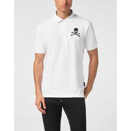 Philipp Plein Herren Poloshirt "Skull&Bones", wei&szlig;, Gr. M, Obermaterial: 100% Baumwolle, Shirts