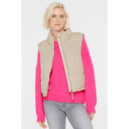 Lederweste SENSES.THE LABEL, Damen, Gr. L, raw cotton, Material: 100% Leder, Futter: 100% Polyester, unifarben, l&auml;ssig geschnitten kurz, Westen, mit verstellbarem Gummizug im Saum