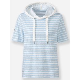 Casual Looks Damen Kapuzenshirt "Kapuzen-Shirt", blau, Gr. 36, gemustert, gestreift, mehrfarbig, 100% Baumwolle, Shirts