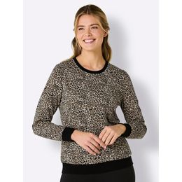 feel good Damen Langarmshirt "Shirt", Gr. 36, beige, 50% Baumwolle, 50% Polyester, animal-print, gemustert, unifarben, Shirts