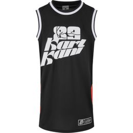 Karl Kani Herren Tanktop "Karl Kani Signature Colorblock Basketball Jersey"schwarz, rot, Gr. L, bedruckt, 100% Polyester, Tops