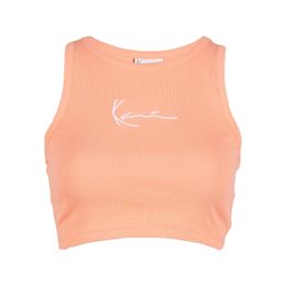 Karl Kani Damen Muskelshirt "Karl Kani Small Signature Essential Racer Rib Top", beige, Gr. XS, bedruckt, 97% Baumwolle, 3% Elasthan, Shirts