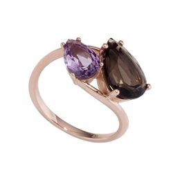 Jobo Damen Fingerring "Ring Ros&eacute;goldring", 52, Ros&eacute;gold 585ros&eacute;gold 585, Ros&eacute;gold 585, Fingerringe, 585 Ros&eacute;gold mit Amethyst und Rauchquarz