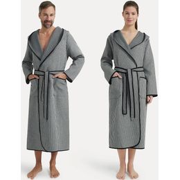 Möve Unisex-Bademantel MÖVE, L:125cm, schwarz, Baumwolle, Hausmäntel, "New Heritage ideal für Sauna & Spa, Hotelbademantel, Morgenmantel", 100% Premium