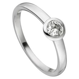 Jobo Damen Diamantring "Ring Wei&szlig;goldring Solit&auml;r", 58, Diamanten Wei&szlig;gold 585, silber, Diamanten, Wei&szlig;gold 585, Fingerringe, 585 Wei&szlig;gold mit