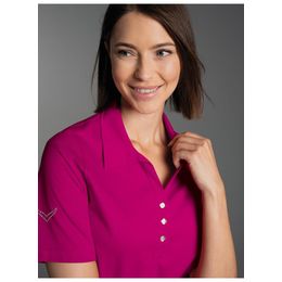 TRIGEMA Damen Poloshirt "TRIGEMA Poloshirt aus Baumwolle mit Kristallsteinen", pink, Basic, Gr. XL, Single Jersey, 100% Baumwolle, Shirts
