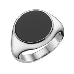 Herren Silberring "Siegelring mit schwarzem Achat, Silber 925", 68, Silber 925 (Sterlingsilber)schwarz, Giorgio Martello MILANO, Silber 925