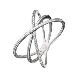 Jobo Damen Diamantring "Wei&szlig;goldring Statement gekreuzt", 56, SI = kleine Einschl&uuml;sse, Diamanten Wei&szlig;gold 585wei&szlig;gold 585, Diamanten, Wei&szlig;gold 585,