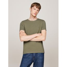 Tommy Hilfiger Herren T-Shirt "STRETCH SLIM FIT TEE", gr&uuml;n, Gr. XL, Single Jersey, Obermaterial: 96% Baumwolle, 4% Elasthan, Shirts