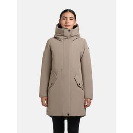 Wintermantel Khujo "Diance", Damen, Gr. M (38), braun, Obermaterial: 100% Polyester; Innenfutter: 100% Polyester; Wattierung: 100% Polyester, figurumspielend ca. Mitte Oberschenkel, hoch geschlossener Ausschnitt, &Auml;rmel ohne &Auml;rmelschlitz B&uuml;ndchen, M&auml;ntel Wintermantel, Lange Damen Winterjacke mit gro&szlig;er Kapuze