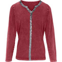 Heine Damen Langarmshirt "Shirt", rot, Gr. 44, unifarben, 100% Baumwolle, Shirts