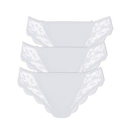 Nina von C. Damen String "3er Pack Damen String Silver Edition", Gr. 42, wei&szlig;, Stoff, Obermaterial: 86% Polyamid PA. 14% Elasthan EL., Unterhosen