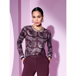 CR&Eacute;ATION L CREATION L Damen Langarmshirt "Druck-Shirt", beige, Gr. 38, gemustert, 50% Baumwolle, 50% Polyester, Shirts