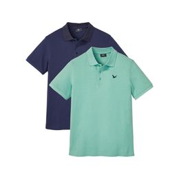 bonprix Damen Poloshirt "Poloshirt (2er Pack) aus reiner Baumwolle", grün, Gr. 64, Obermaterial: 100% Baumwolle, Shirts, Poloshirt (2er Pack) aus