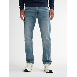 Straight-Jeans PETROL INDUSTRIES, Herren, Gr. 32, Länge 34, bright indigo, Denim/Jeans, Obermaterial: 98% Baumwolle, 2% Elasthan, straight fit lang, Jeans Straight-Jeans, mit optisch 2teiliger Gesäßtasche