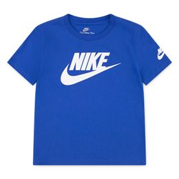 Nike Sportswear Mädchen T-Shirt "NKN FUTURA EVERGREEN", blau, Gr. 116, Obermaterial: 60% Baumwolle, 40% Polyester, Shirts, für Kinder