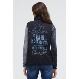 Fleeceweste SOCCX, Damen, Gr. XS, schwarz (blau), Fleece, Material: 100% Polyester, bedruckt, slim fit normal, Westen Fleeceweste, mit Brusttasche