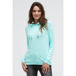 SOCCX Damen Kapuzenpullovericy sea, Gr. S, unifarben, Material: 53% Viskose, 43% Polyester, 4% Elasthan, Pullover, aus Flauschstrick