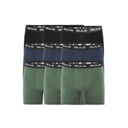 BULA Herren Boxershorts "Frame", Gr. M, schwarz, 95% Baumwolle, 5% Elasthan, mehrfarbig, Unterhosen, im 9er-Pack mit Flatlock-Nähten