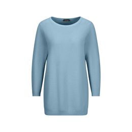 GOLDNER Damen Rundhalspullover "Eleganter Baumwollpullover, Halbarm", blau, Gr. 46, Obermaterial: 100% Baumwolle CO., Pullover