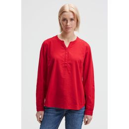 Langarmbluse SOCCX, Damen, Gr. L, rot heaven, Material: 52% Baumwolle, 48% Viskose, bedruckt, regular fit normal, Rundhals, mit Riegel, Blusen, im Turn-Up-Look