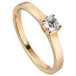 Jobo Damen Diamantring "Ring Roségoldring Solitär", 56, SI = kleine Einschlüsse, Diamanten Roségold 585roségold 585, Diamanten, Roségold 585,