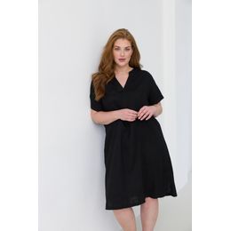 Damen Tunikakleid "Yacinthe", schwarz, Gr. 54, Base Level Curvy, Web, Obermaterial: 55% Leinen, 45% Viskose, Kleider, Sommerkleid mit Leinen