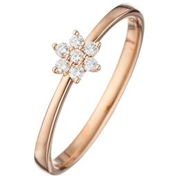 Jobo Damen Diamantring "Ring Ros&eacute;goldring Blume", 54, SI = kleine Einschl&uuml;sse, Diamanten Ros&eacute;gold 585ros&eacute;gold 585, Diamanten, Ros&eacute;gold 585,