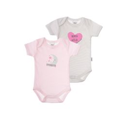Liliput Jungen Body "Born wild", Gr. 50, rosa, 100% Baumwolle, bedruckt, Bodys, im praktischen Doppelpack
