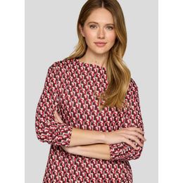 Rabe Damen Langarmshirt, rot, Gr. 44, Minimalmuster, bedruckt, Web, Obermaterial: 70% Polyester, 28% Viskose, 2% Elasthan, Shirts, mit grafischem