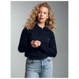 TRIGEMA Damen Poloshirt "TRIGEMA Poloshirt mit Brusttasche", blau, Basic, Gr. XL, Piqu&eacute;, 100% Baumwolle, Shirts