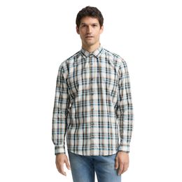 Tom Tailor Herren Langarmhemdwei&szlig; multicolor check, Gr. M, kariert, Web, Obermaterial: 100% Baumwolle, Hemden, mit Karomuster