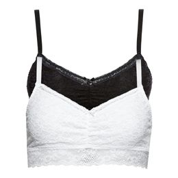 bonprix Damen Bustier "Bustier mit weicher Spitze (2er Pack)", Gr. 44, schwarz, Obermaterial: 97% Polyamid, 3% Elasthan. Futter: 95% Baumwolle, 5%