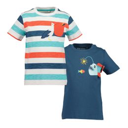 Blue Seven Jungen Kurzarmshirt, wei&szlig;, Gr. 92, bedruckt, geringelt, gestreift, unifarben, Single Jersey, Obermaterial: 100% Baumwolle, Shirts, mit