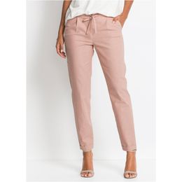 bonprix Damen Leinenhose "Leinenhose", rosa, Gr. 48, Obermaterial: 55% Leinen, 45% Baumwolle, Hosen, Leinenhose