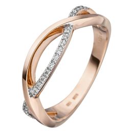 Diamantring Jobo "Ring Ros&eacute;goldring" Gr. 60, ros&eacute;gold 585, Fingerringe, Damen, 60, SI = kleine Einschl&uuml;sse, Diamanten Ros&eacute;gold 585, Diamanten, Ros&eacute;gold 585, Diamantring, 585 Ros&eacute;gold mit 20 Diamanten