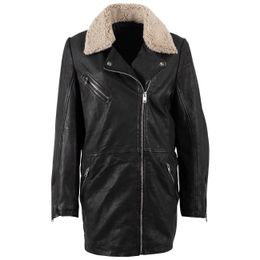 Mauritius Damen Ledermantel "MWUdita OS", schwarz, Gr. S, unifarben, Fellimitat: 100% Polyester. Obermaterial: 100% Schafsleder. Futter: 100%