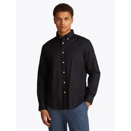 Tommy Hilfiger Herren Langarmhemd "CORE FLEX POPLIN SOLID Regular Fit SHIRT", schwarz, Gr. M, Web, Obermaterial: 100% Baumwolle, Hemden